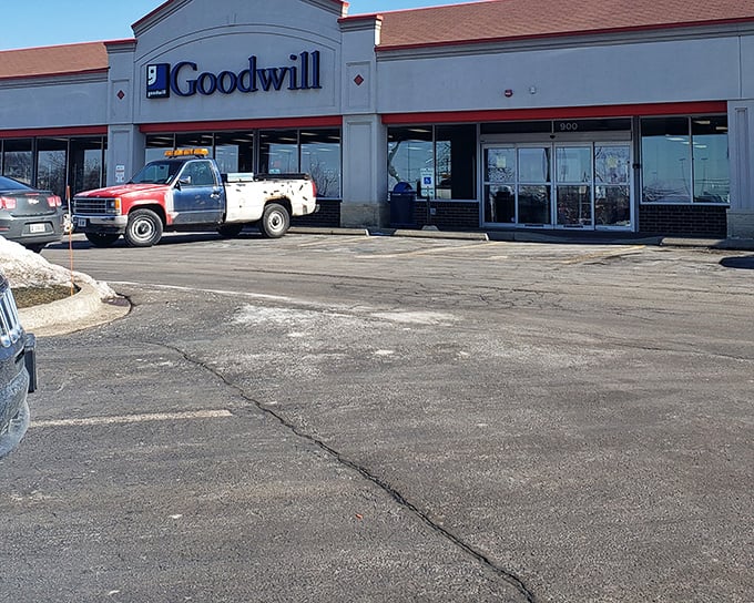The iconic blue Goodwill sign shines like a beacon for bargain hunters, and this Arlington Heights spot has rescued more than a few Illinois closets from fashion emergencies.