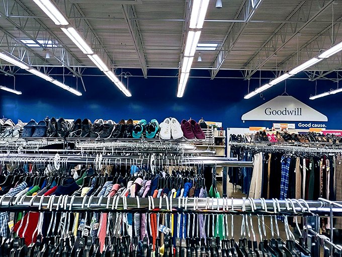 The unassuming aisles hide a treasure trove within. Like a Vegas casino, this Goodwill&rsquo;s ordinary racks belie the jackpots waiting to be found.