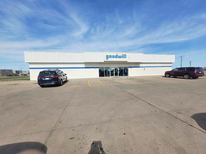 The unassuming exterior of Garden City's Goodwill hides a wonderland of bargains inside. Like a secondhand Narnia, just swap the wardrobe for automatic doors.