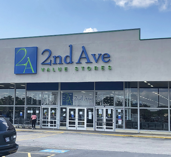 The blue and green signage of 2nd Ave beckons like a siren song to bargain hunters. Treasures await inside this unassuming retail wonderland.