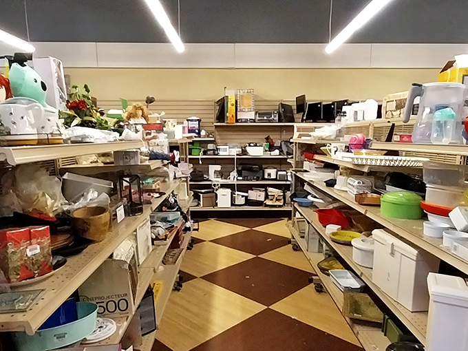 Housewares heaven stretches endlessly, where your grandmother's Corningware might sit next to tomorrow's dinner party centerpiece.