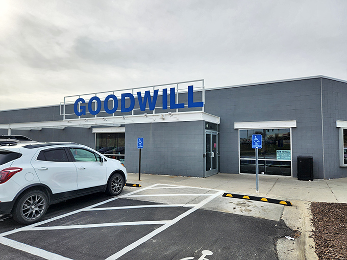 A modern facade with accessible entrances welcomes all treasure seekers. This unassuming building houses thousands of potential discoveries waiting to be claimed.