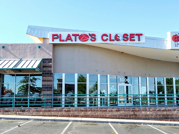 The iconic storefront where fashion dreams don't require a trust fund. Albuquerque's bargain hunters know this facade means treasure awaits inside.