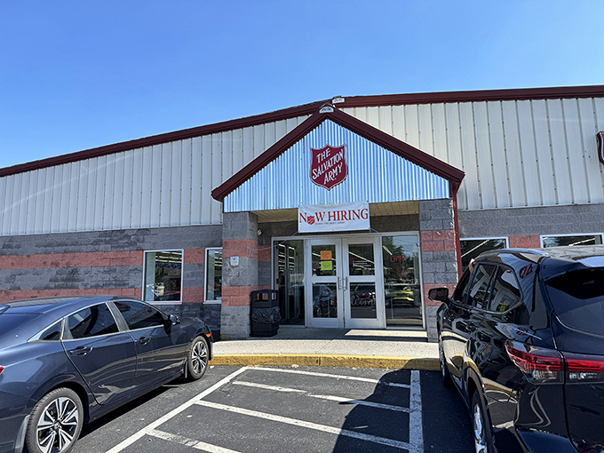 The unassuming facade of Camp Hill's Salvation Army Thrift Store &ndash; where treasure hunting begins and wallets breathe sighs of relief.