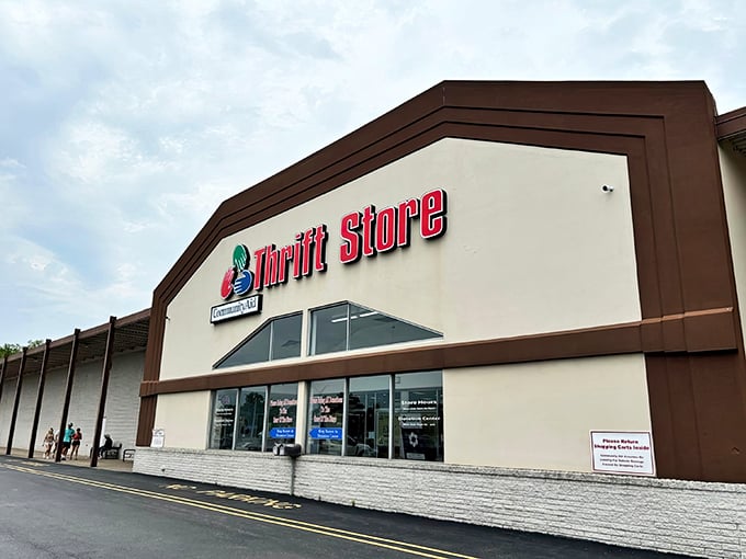 The storefront stands proud like a retail cathedral, promising bargain salvation to all who enter its hallowed halls.