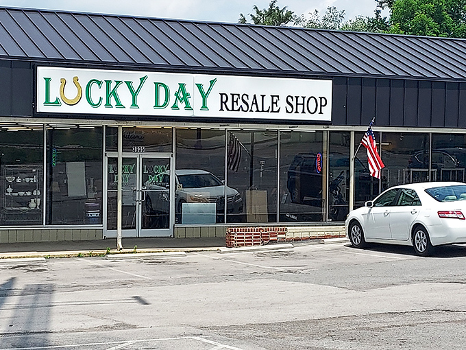 The iconic horseshoe in Lucky Day's sign promises good fortune for bargain hunters. This Knoxville gem delivers on that promise daily.