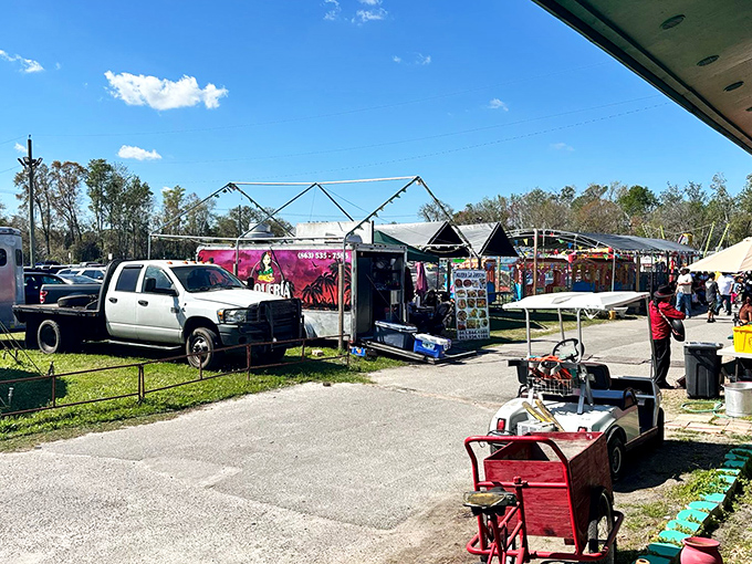 Welcome to bargain paradise! Mi Pueblo's colorful entrance invites treasure hunters to explore a world where one person's castoffs become another's prized possessions.