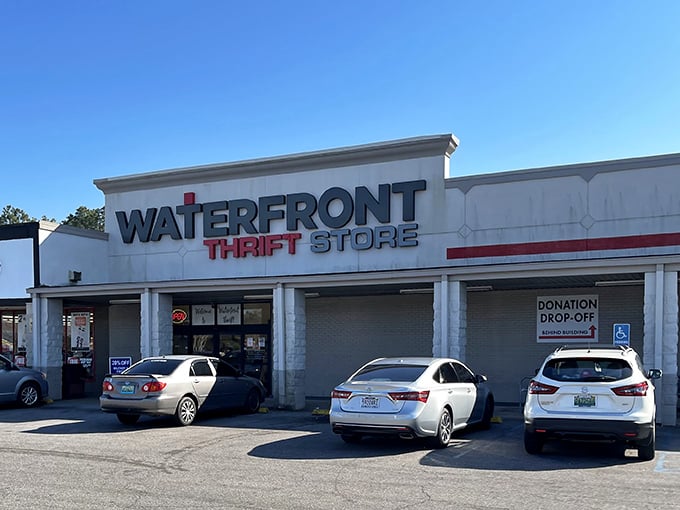 Another angle reveals the donation drop-off, where yesterday's clutter becomes tomorrow's coveted find.