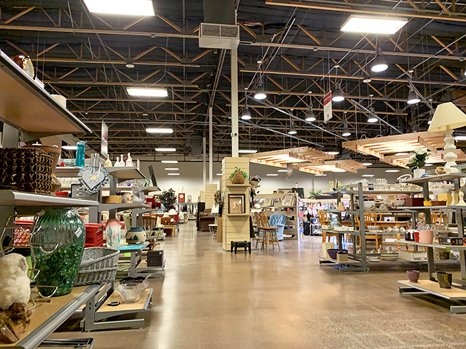Inside reveals a wonderland of housewares and furniture where time stands still and bargain hunting becomes an adventure sport.