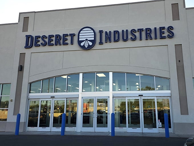 The unassuming exterior of Deseret Industries belies the treasure trove within. Like a desert mirage, but with actual bargains inside!