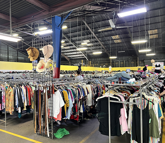 A textile ocean stretches before you&mdash;racks upon colorful racks where yesterday's fashion finds new admirers. The thrill of the hunt begins here!