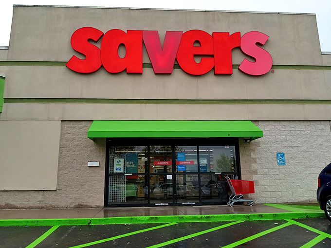 That iconic red Savers sign beckons bargain hunters like a lighthouse guiding ships to shore&mdash;your treasure awaits inside.