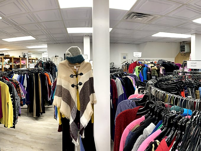 The blue exterior of Win-Win Thrift Store stands like a beacon of bargain possibilities, promising treasures within its unassuming walls.