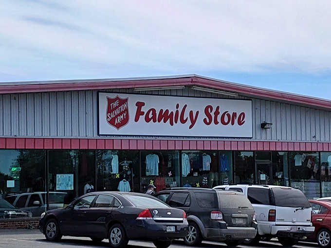 The iconic red-trimmed Salvation Army Family Store in Bangor welcomes bargain hunters with its no-frills exterior and promise of treasures within.