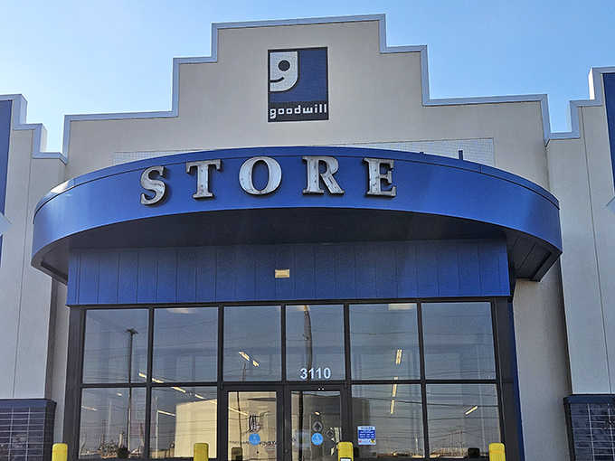 The iconic blue-and-white facade of Goodwill on Southwest Boulevard stands like a beacon for bargain hunters across Tulsa.