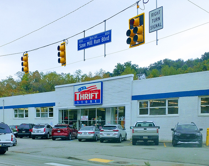 The unassuming exterior of Red White & Blue Thrift Store on Saw Mill Run Boulevard hides a treasure trove that would make Indiana Jones rethink his career path.