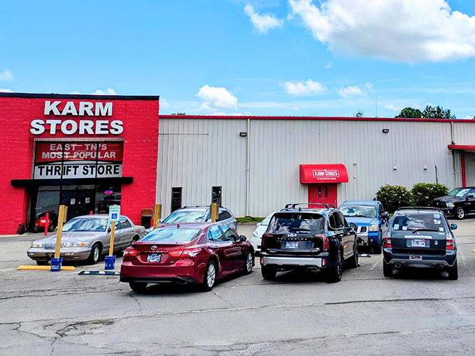 The iconic red facade of KARM Stores boldly announces itself as "East TN's Most Popular Thrift Store" &ndash; a claim that's hard to dispute once you've ventured inside.