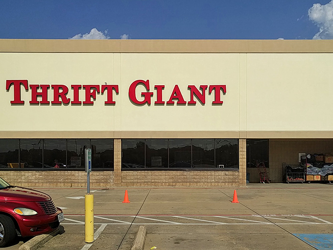 The bold red lettering serves as a siren call to bargain hunters across North Texas. Your wallet is already breathing a sigh of relief.