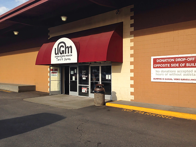 Like a beacon for budget-conscious shoppers, the roadside sign announces today's special&mdash;yellow tags 50% off&mdash;the thrift store equivalent of a dinner bell.