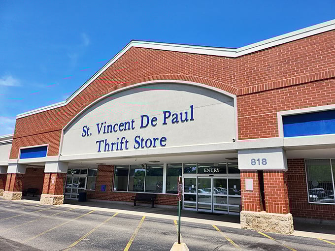 The brick facade of St. Vincent de Paul beckons like a siren song to bargain hunters across Wisconsin. Treasure awaits inside!