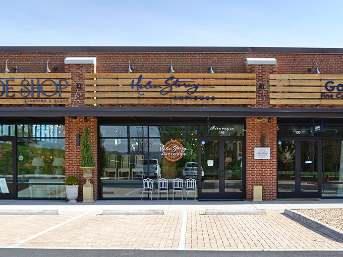 The unassuming brick exterior of Hellen Story Antiques belies the wonderland of treasures waiting inside. Like finding Narnia in a strip mall!