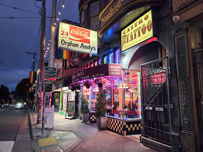 Step inside after dark and watch the Castro come alive through those windows while nursing your third cup of coffee.