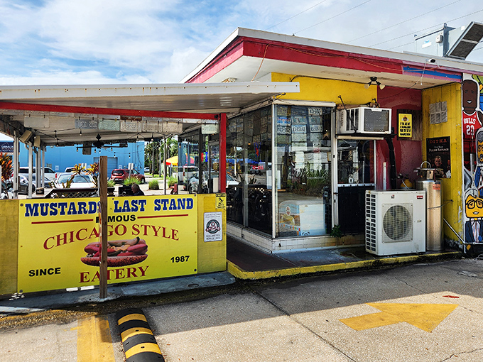 The yellow beacon of Harbor City Boulevard beckons hungry travelers like a hot dog lighthouse in a sea of chain restaurants.