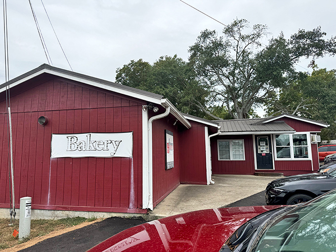 The iconic red barn exterior of Hershberger's &ndash; where Amish baking traditions and modern pie cravings collide in delicious harmony.
