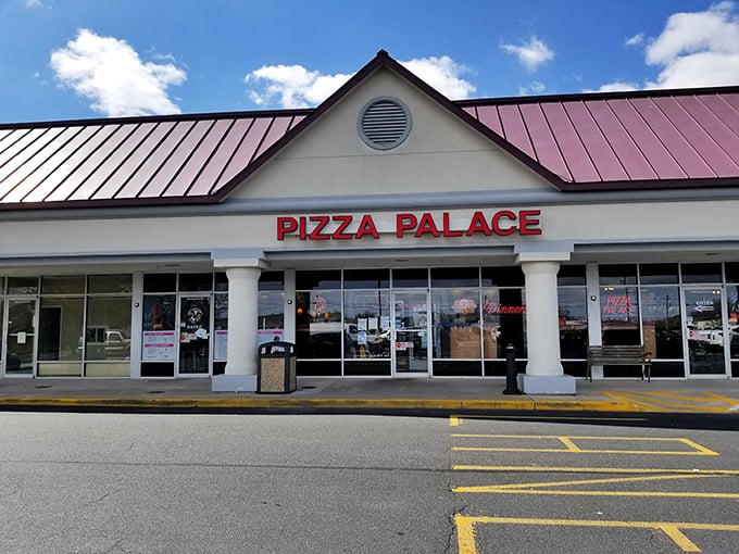 The unassuming storefront that houses pizza greatness. Like finding Shakespeare performing in a strip mall &ndash; the magic is inside, not on the marquee.