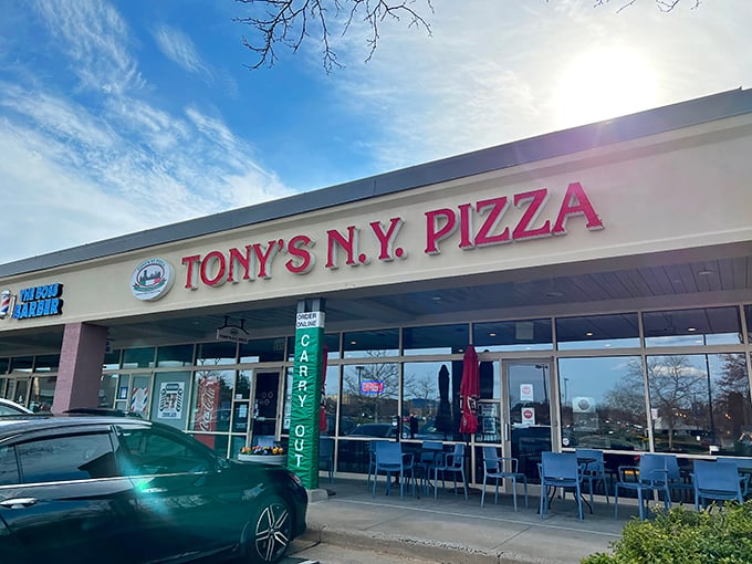 Tony's NY Pizza announces itself without pretension, just bold red letters promising authentic New York pizza in suburban Fairfax. No gimmicks needed.
