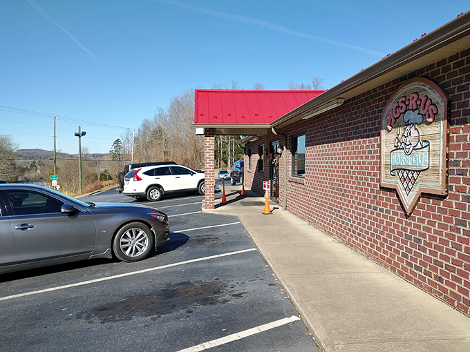 That red roof isn't just a landmark – it's a beacon calling hungry souls to barbecue salvation.