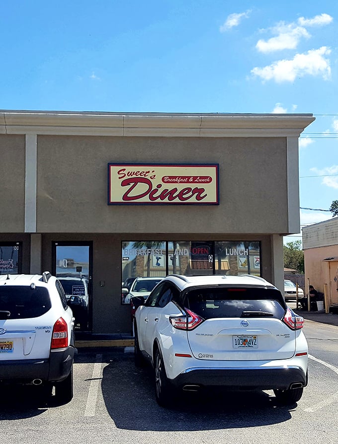 The unassuming exterior of Sweet's Diner in Port Charlotte hides culinary treasures within. Like finding a diamond in a strip mall.