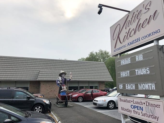 The sign promises authentic Amish cooking, and unlike most promises in life, this one actually delivers beautifully.