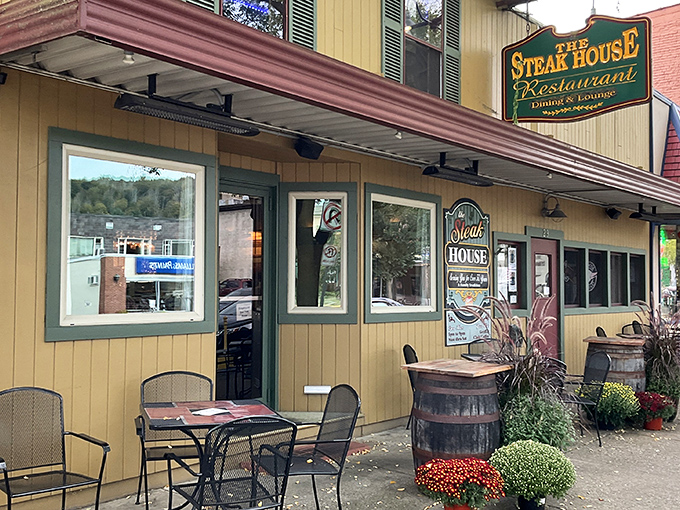 The yellow clapboard exterior of The Steak House isn't trying to impress anyone, which is exactly how you know the food inside will be spectacular.