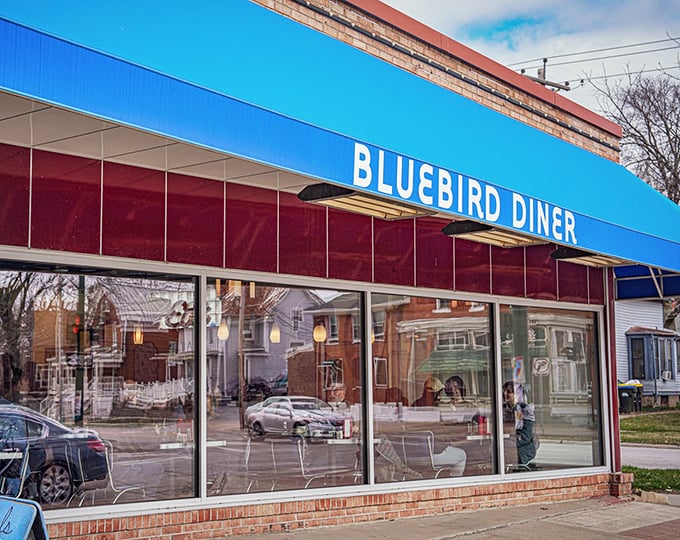 That iconic blue awning isn't just a visual landmark—it's a beacon of breakfast hope on Market Street, promising pancake perfection within.