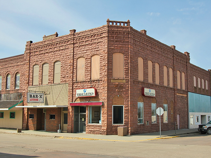 The historic brick buildings of downtown Flandreau stand as sturdy sentinels of small-town charm, weathered yet dignified.