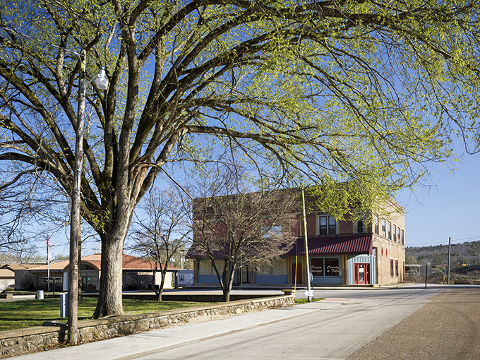 Downtown Van Buren greets visitors with classic small-town charm, where historic buildings and leafy trees create a scene straight from a Rockwell painting.