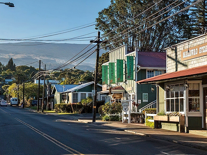 Downtown Hana's main street feels like stepping into a time machine &ndash; charming storefronts, mountain views, and not a chain restaurant in sight.