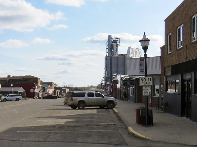 Wide streets and brick storefronts prove small-town charm doesn't require a Hollywood set designer's budget.