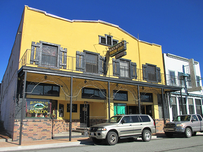 Downtown's yellow facade catches the California sun while Mount Shasta photobombs like an attention-seeking relative.