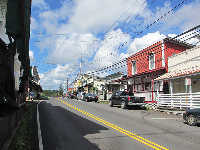 Pahoa's colorful main street showcases its plantation-era charm, where wooden storefronts and unhurried pace define authentic Hawaii living.