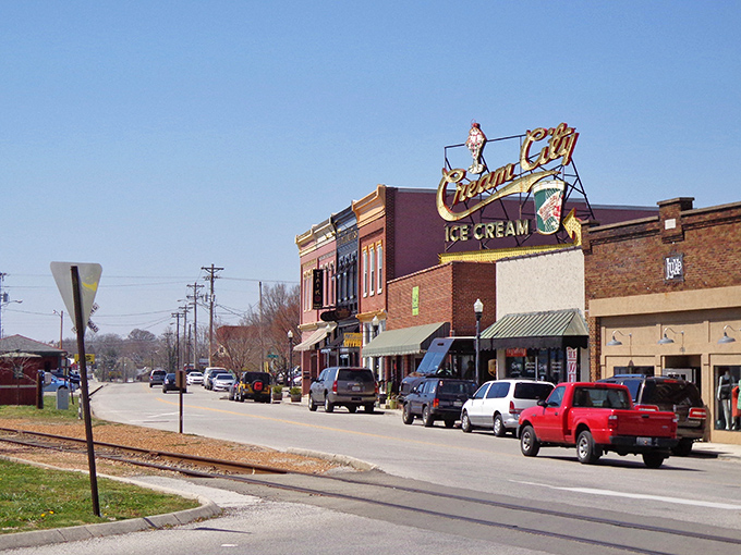 Downtown Cookeville's historic charm shines with its vintage Cream City Ice Cream sign&mdash;small-town Americana that doesn't skimp on character.