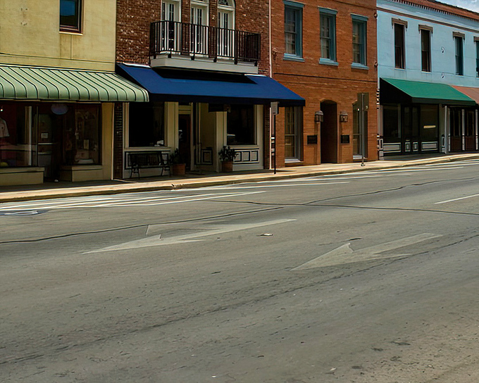 Colorful awnings dot Brenham's main street like a painter's palette, offering shade and style to shoppers exploring these brick beauties.