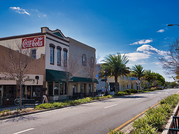 Downtown Titusville's historic charm meets modern convenience, where that vintage Coca-Cola sign whispers stories of simpler times.