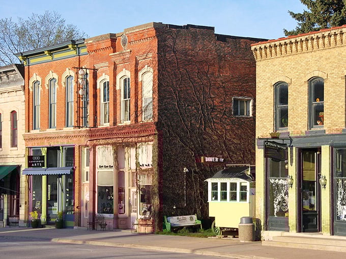 Historic storefronts lined up like old friends who've been keeping secrets about good times for over a century.