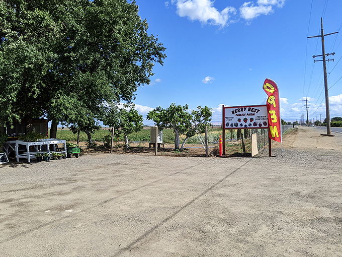 The unassuming entrance to Berry Best Family Farm proves that California's sweetest treasures often hide behind the simplest facades.