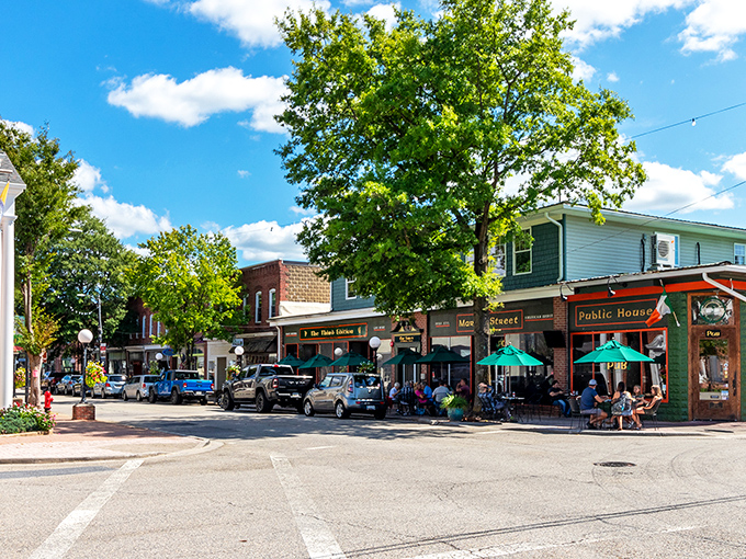 Downtown Denton's Market Street offers that perfect small-town tableau where the Public House beckons with cold drinks and warm conversation.