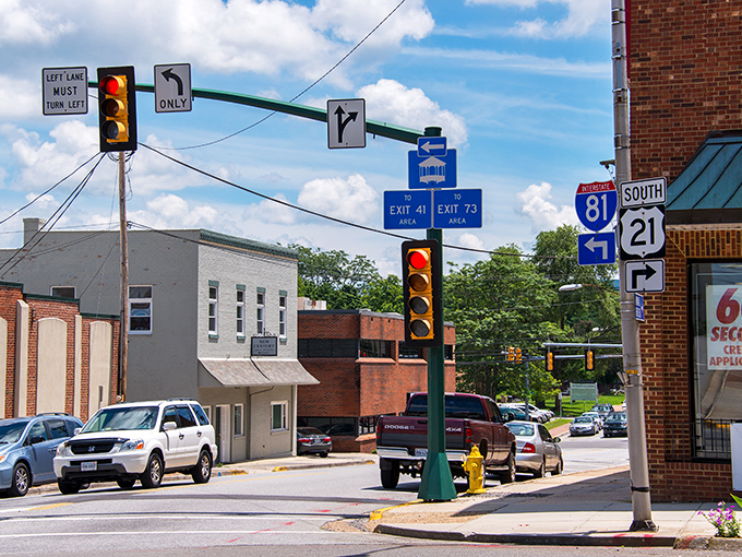 Wytheville&rsquo;s street, softly lit by streetlights, reflects the town&rsquo;s warm charm&mdash;where friendly vibes meet affordable living.