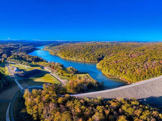 Morning perfection at Prompton Lake, where the water mirrors the forested hills like nature's own Instagram filter. Pennsylvania serenity at its finest.