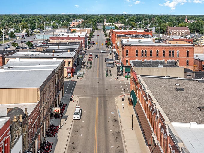 Downtown Midland stretches before you like a Norman Rockwell painting come to life, where tree-lined streets and well-maintained storefronts invite leisurely exploration.